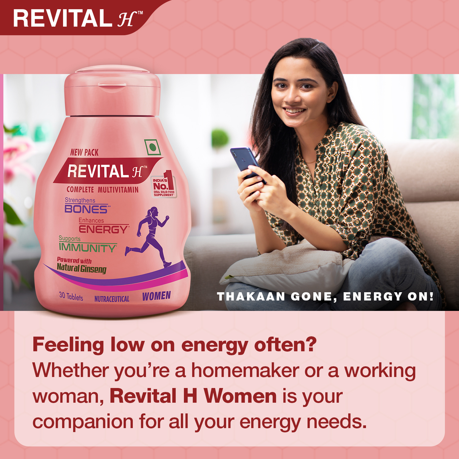 Revital Woman Tablet with Multivitamins, Calcium, Zinc & Natural ...