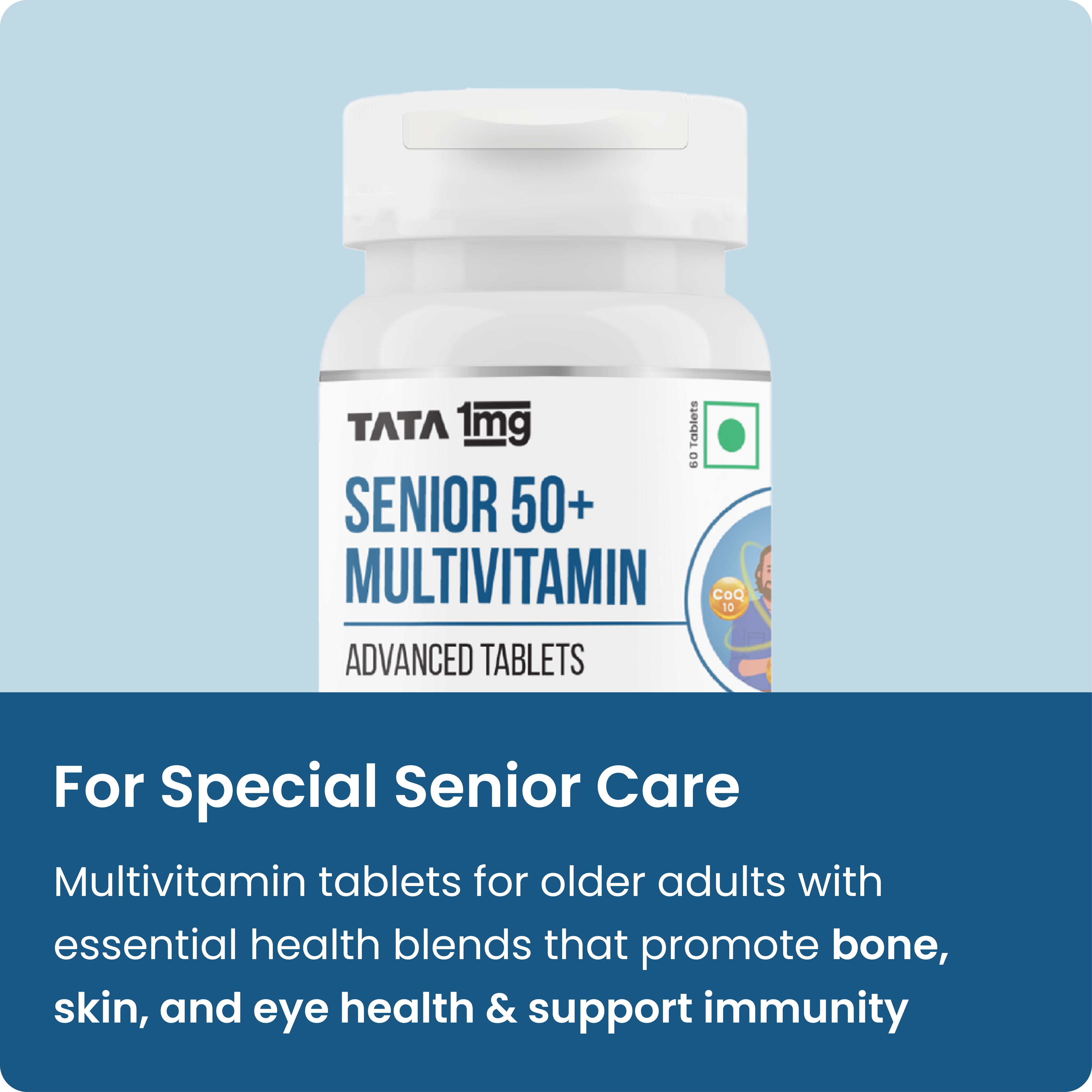 Senior 50+ Multivitamin Tablets | Memory, Bone & Heart Health Support ...