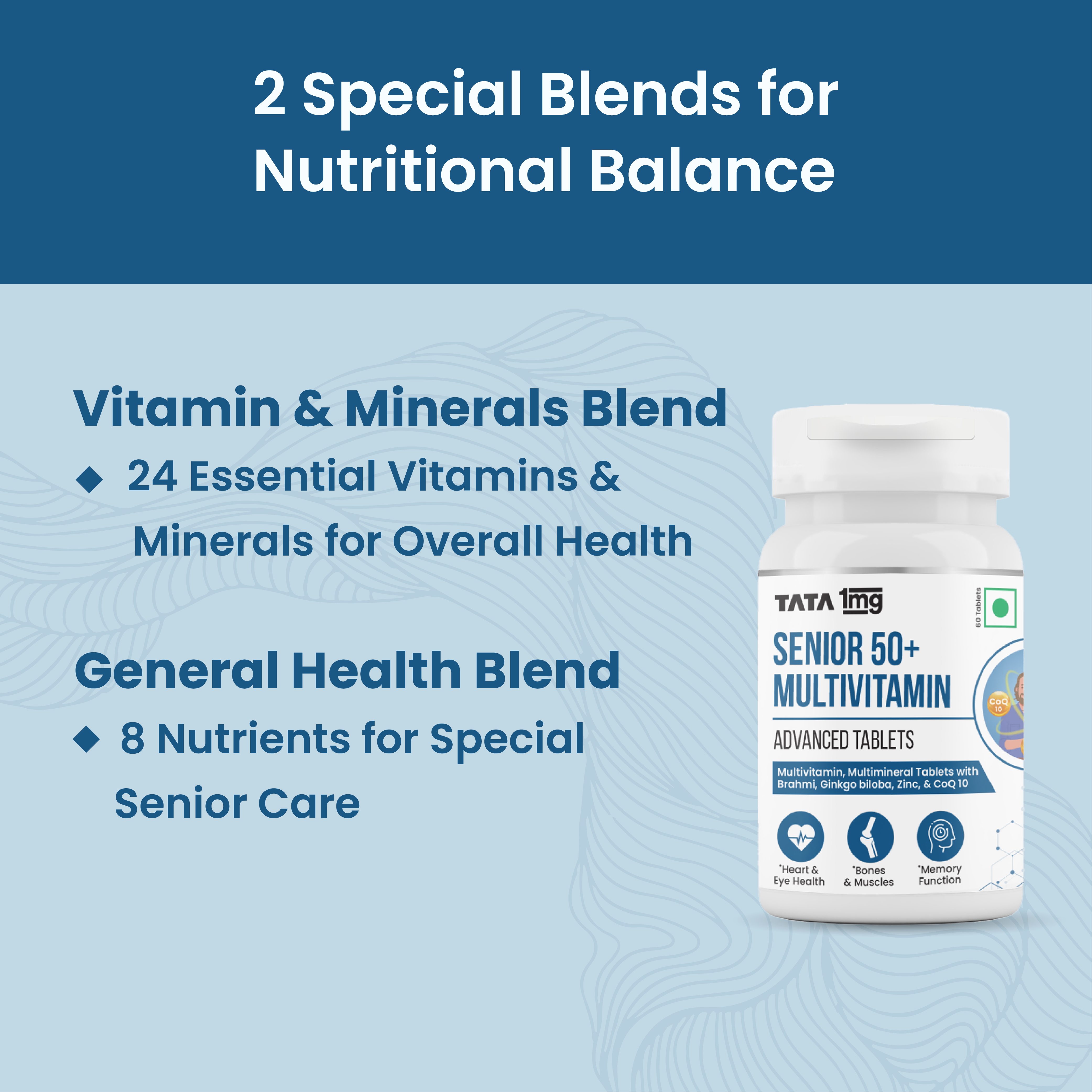 Senior 50+ Multivitamin Tablets | Memory, Bone & Heart Health Support ...