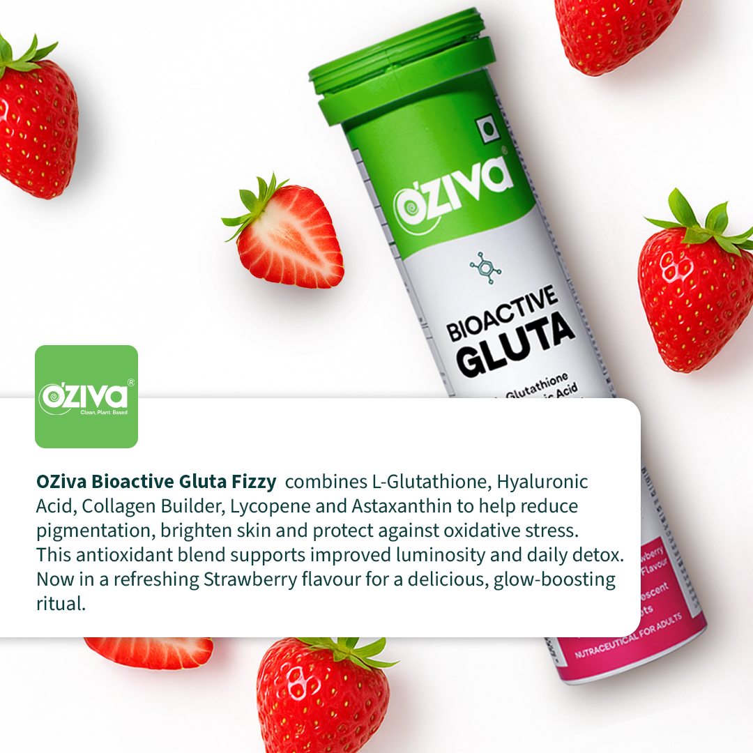 Oziva Bioactive Gluta Effervescent Tablets (15 Each) Strawberry Swirl ...