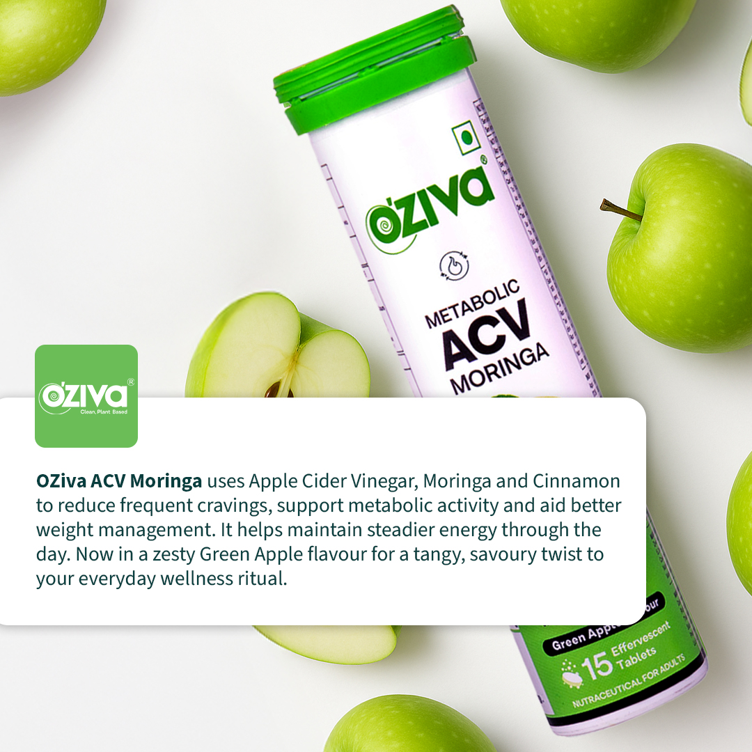 Oziva Metabolic ACV Moringa Effervescent Tablet (15 Each) Green Apple ...